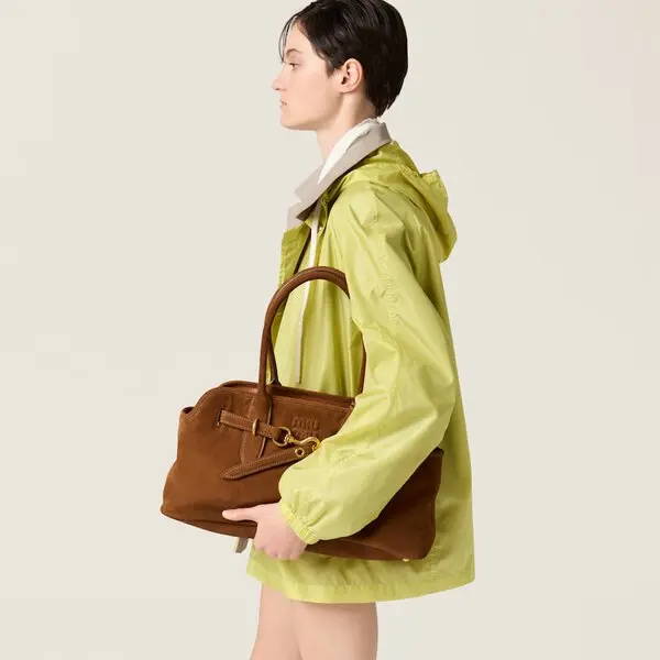 Miu Miu Suede Aventure Bag - Oak | Editorialist