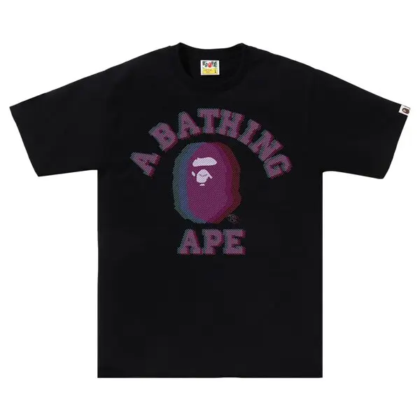 A BATHING APE Glitch Art College Tee - Black