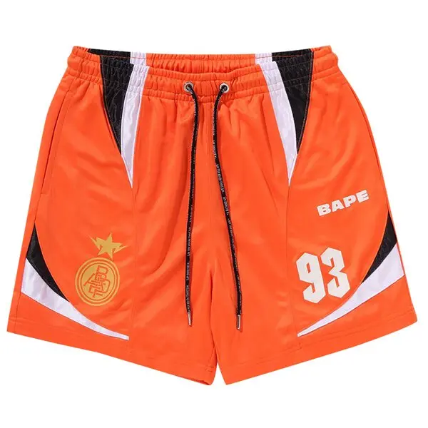 A BATHING APE Multi Logo Relaxed Fit Soccer Shorts - Orange