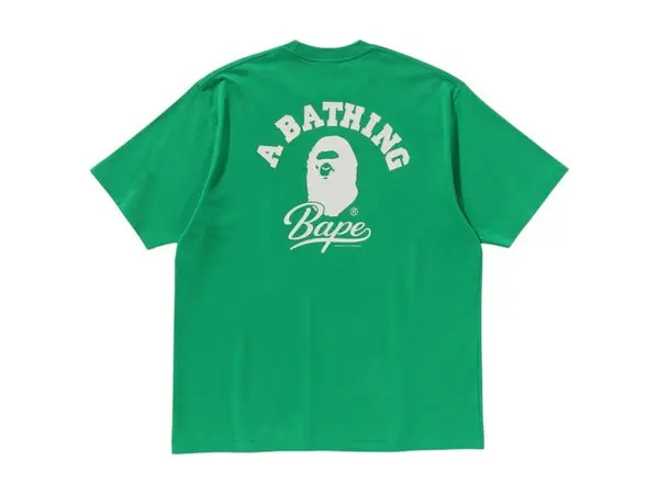 A BATHING APE Cursive College Logo Relaxed Fit Tee Shirt