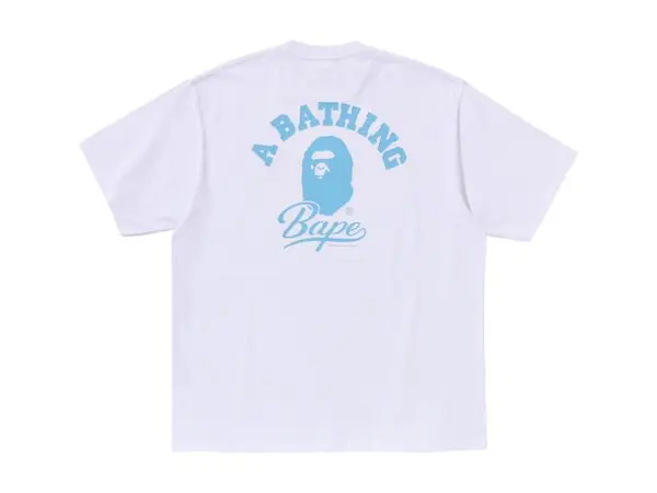 A BATHING APE Cursive College Logo Relaxed Fit Tee Shirt - White