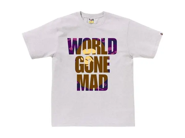 A BATHING APE Camo Wgm Ape Head Overlap Tee Shirt - Gray