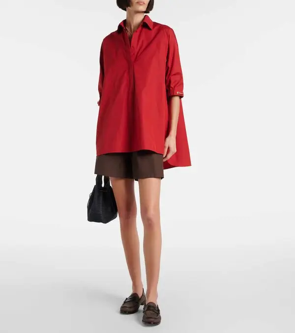 Max Mara Teano Cotton Poplin Shirt - Red