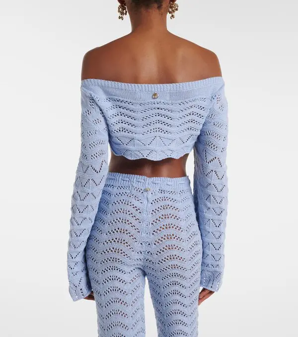 BANANHOT Helena Crochet Knit Crop Top - Blue