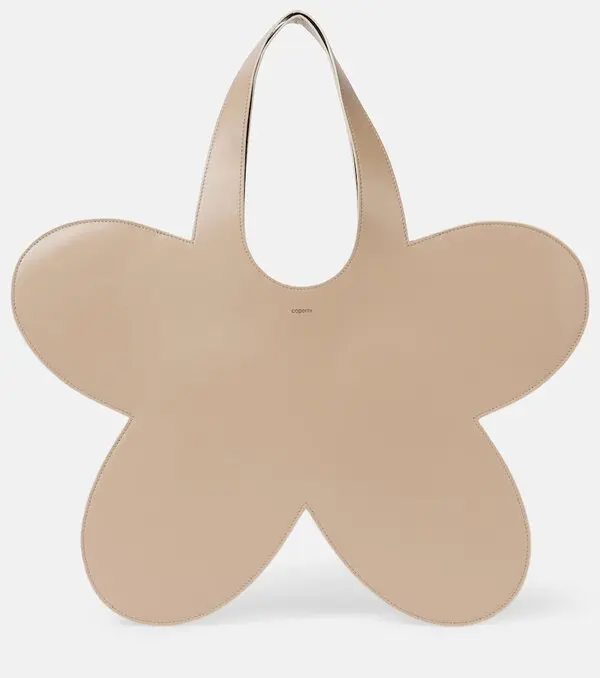 Coperni Flower Leather Tote Bag - Beige