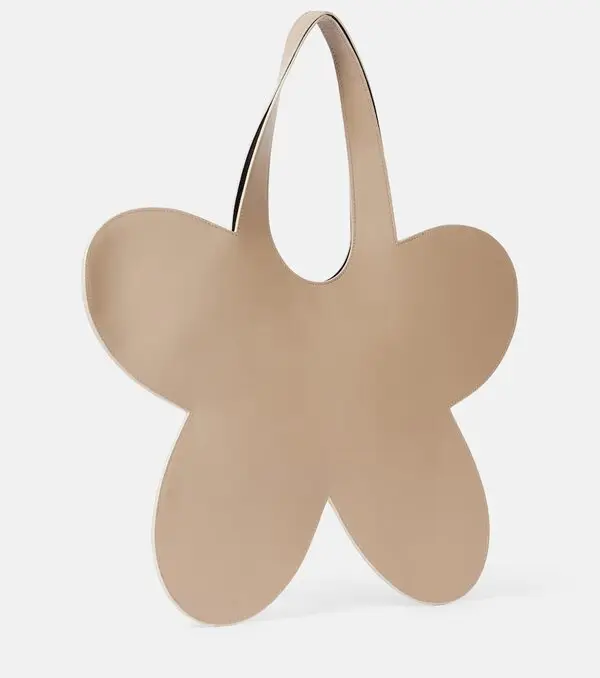 Coperni Flower Leather Tote Bag - Beige