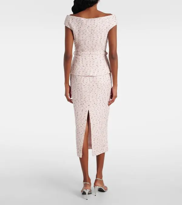 SELF-PORTRAIT Embellished Bouclé Midi Dress