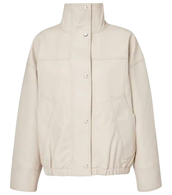 RÓHE Leather Bomber Jacket - White