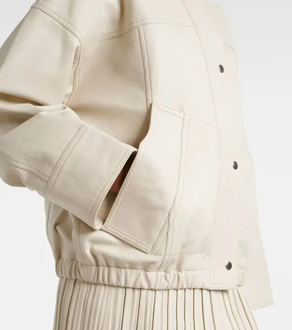 RÓHE Leather Bomber Jacket - White