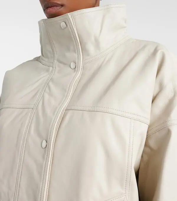 RÓHE Leather Bomber Jacket - White