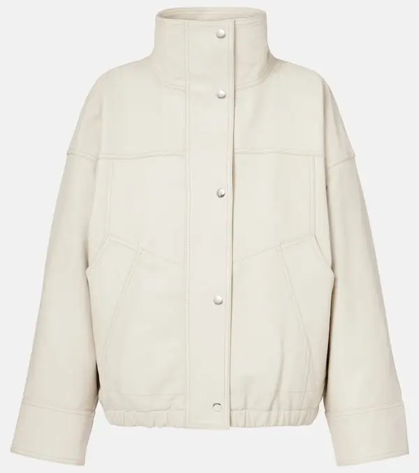 RÓHE Leather Bomber Jacket - White