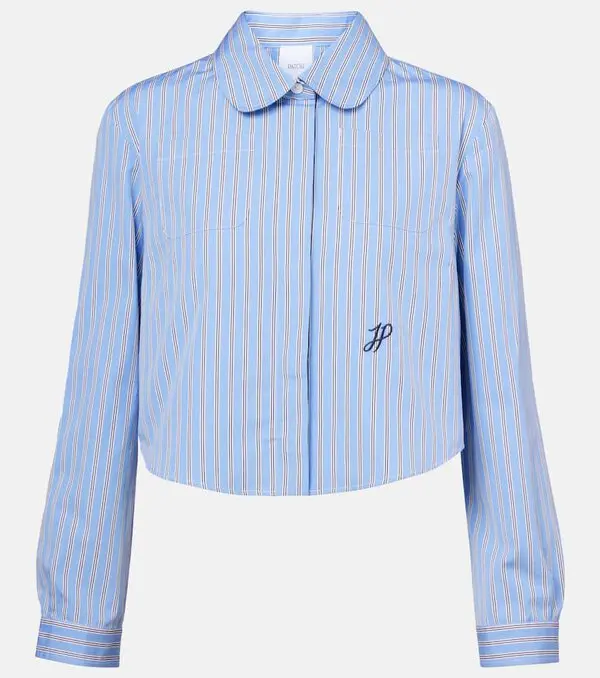 PATOU Bengal Stripe Cropped Shirt - Blue