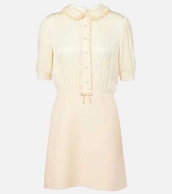 Valentino Garavani Crepe Couture Toute La V Jacquard Minidress - Beige