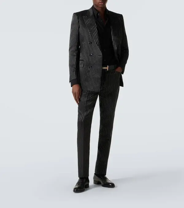 TOM FORD Striped Wool And Silk Lamé Blazer