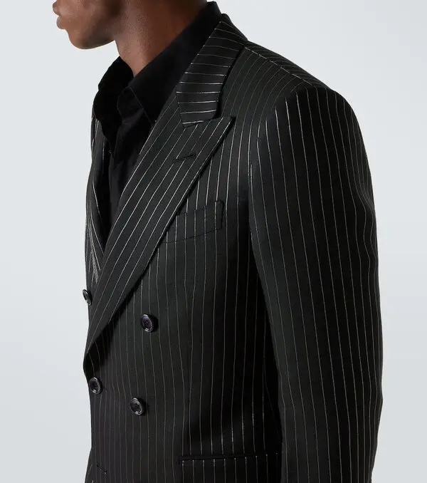TOM FORD Striped Wool And Silk Lamé Blazer