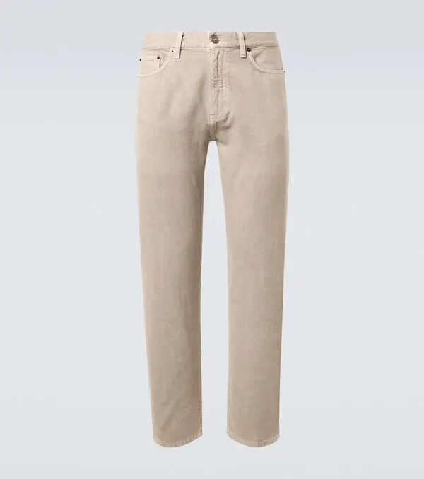 Zegna Leather-trimmed Straight Pants - Beige