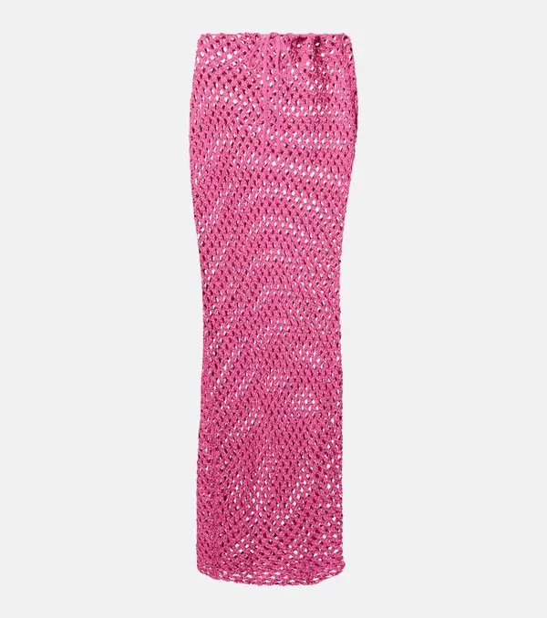BANANHOT Magen Crochet Cotton-blend Maxi Skirt - Pink