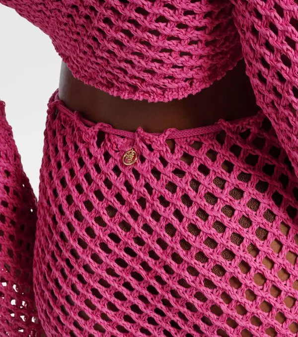 BANANHOT Magen Crochet Cotton-blend Maxi Skirt - Pink