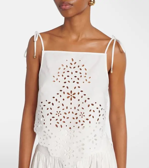SELF-PORTRAIT Embroidered Cotton Top