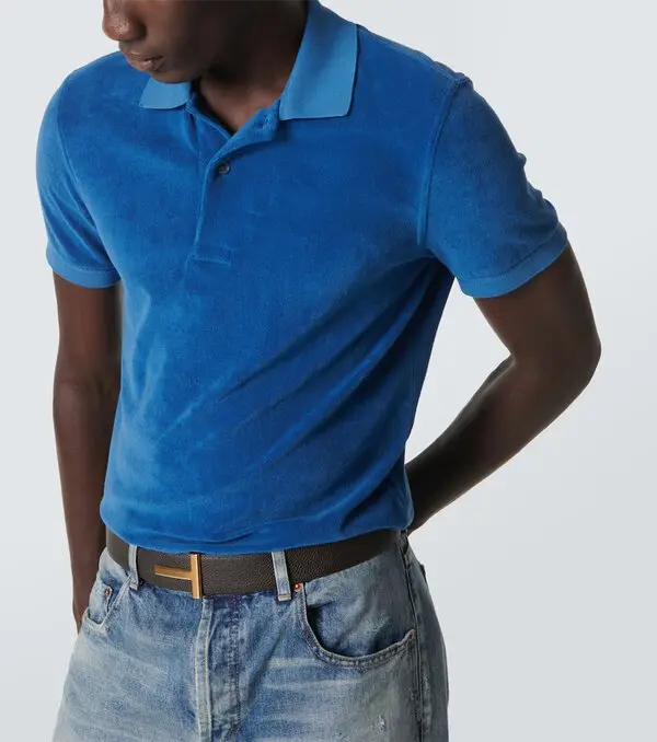 TOM FORD Cotton-blend Terry Polo Shirt - Blue