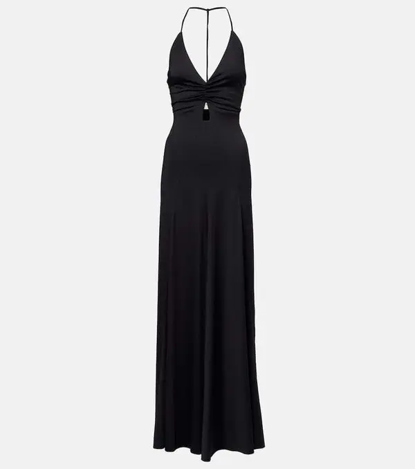 Victoria Beckham Gathered Jersey Gown - Black