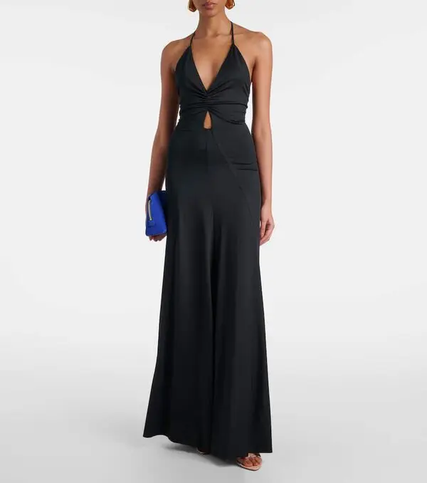 Victoria Beckham Gathered Jersey Gown - Black
