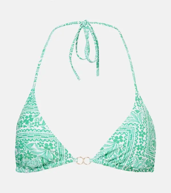 Melissa Odabash Costa Printed Halterneck Bikini Top - Green