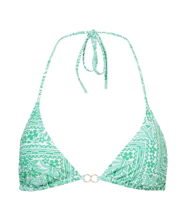 Melissa Odabash Costa Printed Halterneck Bikini Top - Green