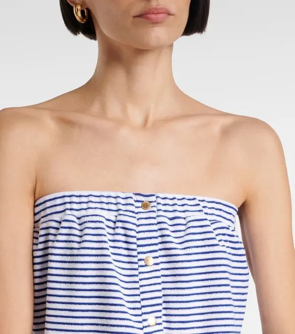 Melissa Odabash Venus Cotton-blend Terry Romper - Blue