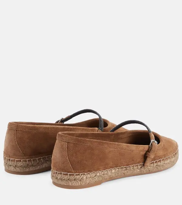 Brunello Cucinelli Monili Suede Espadrilles - Brown