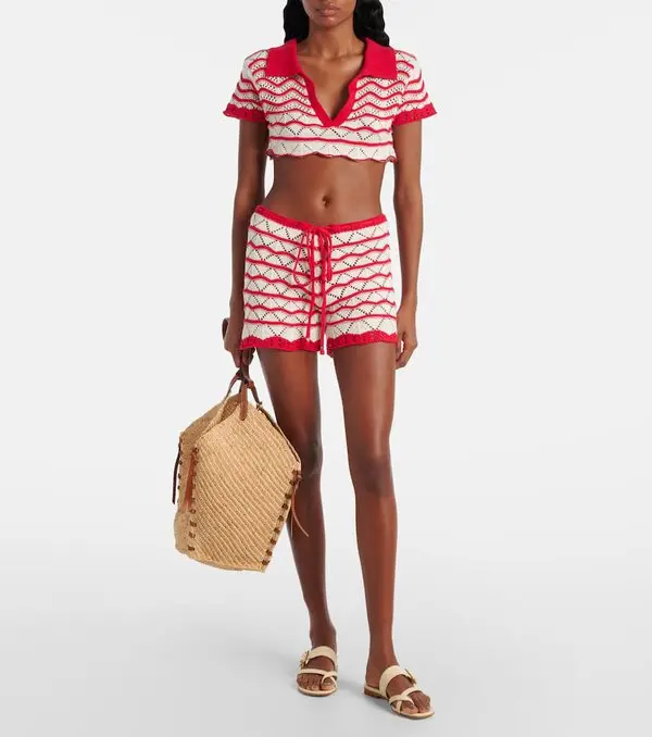 BANANHOT Kim Crochet Cotton-blend Shorts - Red
