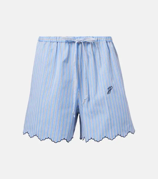 PATOU Scalloped Striped Poplin Shorts