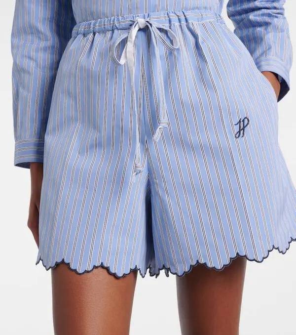 PATOU Scalloped Striped Poplin Shorts