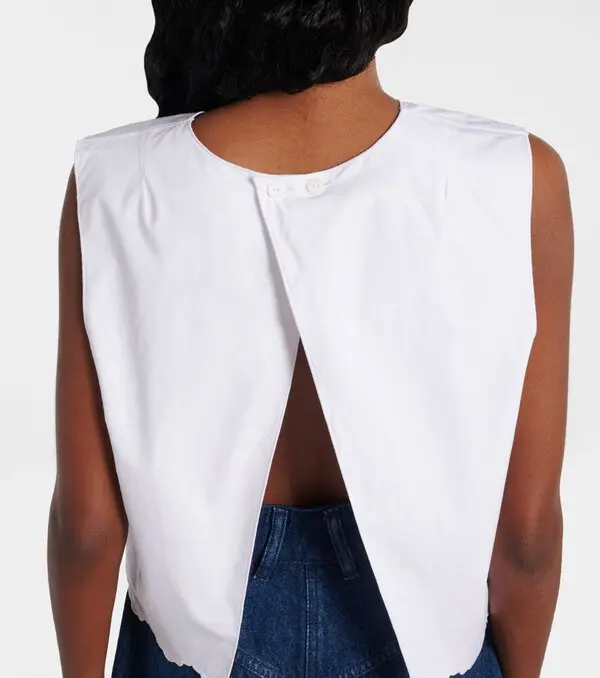 PATOU Scalloped Cotton Poplin Crop Top
