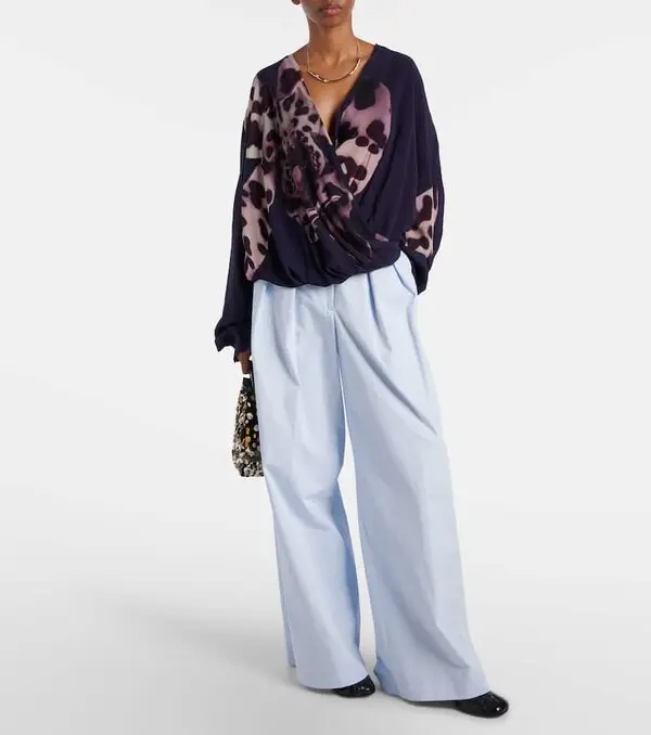 Dries Van Noten Cotton Wide-leg Trousers