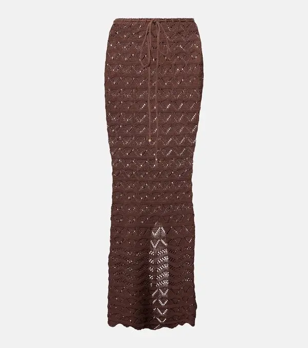 BANANHOT Helena Crochet Maxi Skirt - Brown