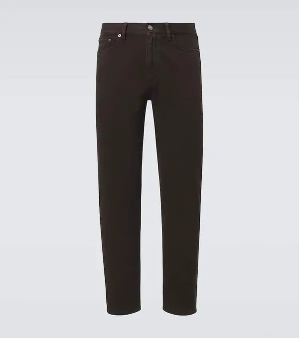Zegna Leather-trimmed Cotton Straight Trousers