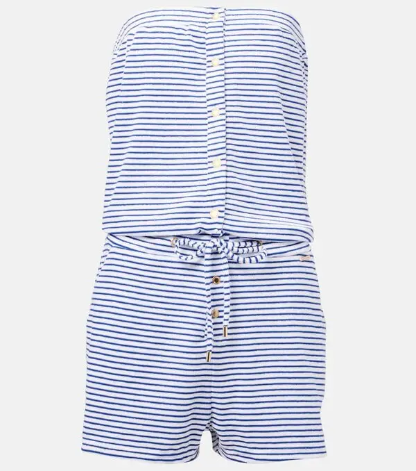 Melissa Odabash Venus Cotton-blend Terry Romper - Blue