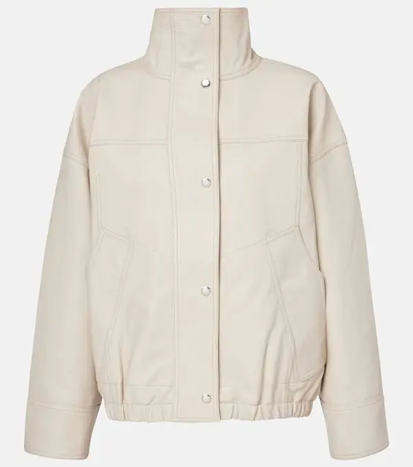RÓHE Leather Bomber Jacket - White