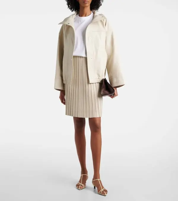 RÓHE Leather Bomber Jacket - White