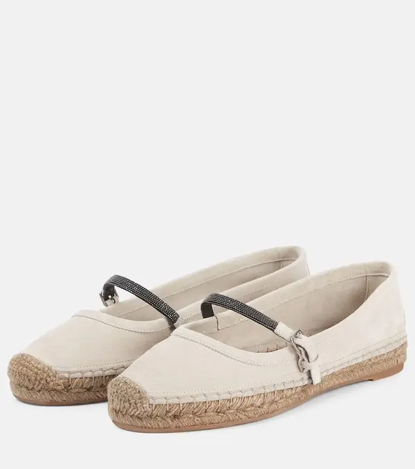Brunello Cucinelli Monili Suede Espadrilles