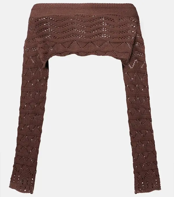 BANANHOT Helena Crochet Cotton-blend Crop Top - Brown