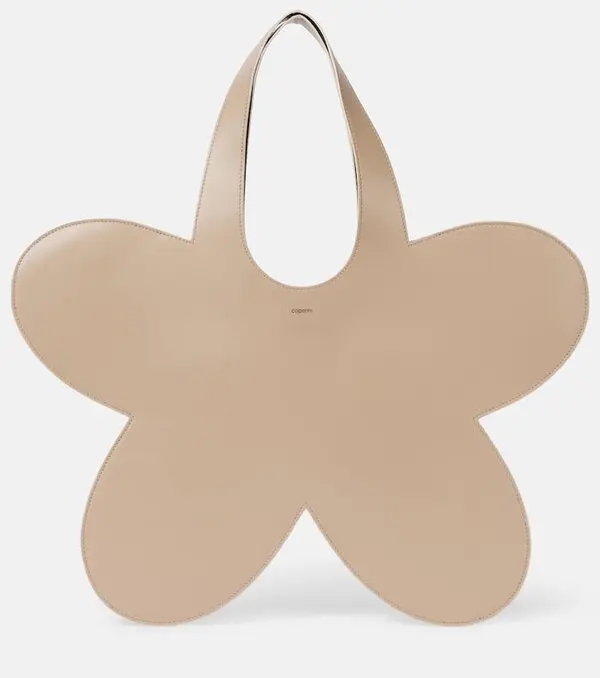 Coperni Flower Leather Tote Bag - Beige