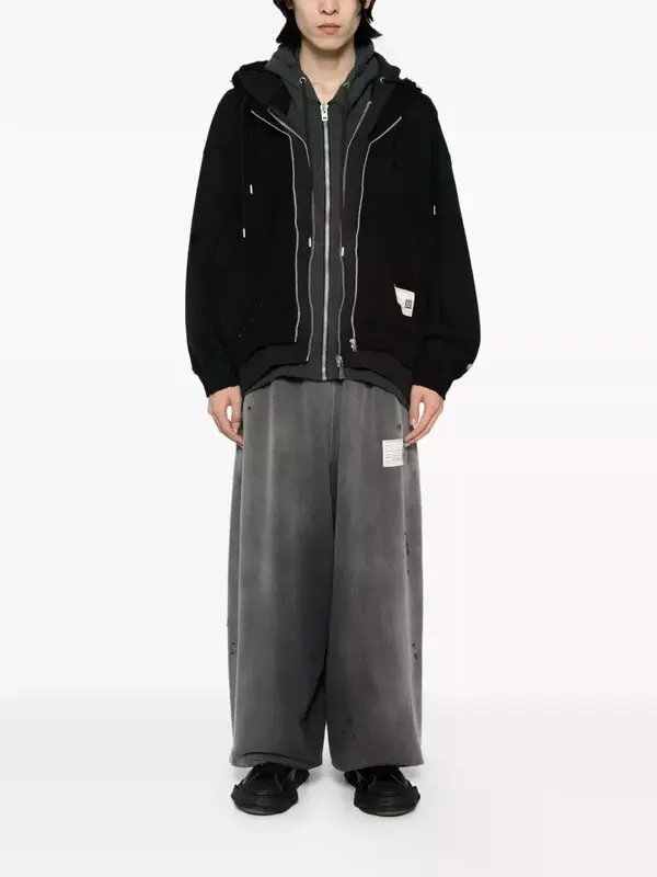 Mihara Yasuhiro Layered Zip-Up Hoodie - Black | Editorialist