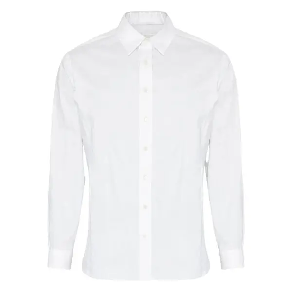 MAISON MARGIELA Check Cotton Poplin Shirt With Organza Overlay - White