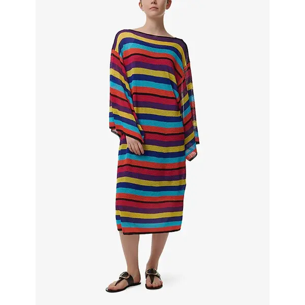 LEEM Stripe-print Knitted Maxi Kaftan