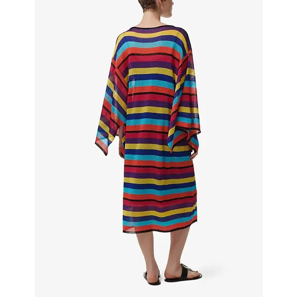 LEEM Stripe-print Knitted Maxi Kaftan