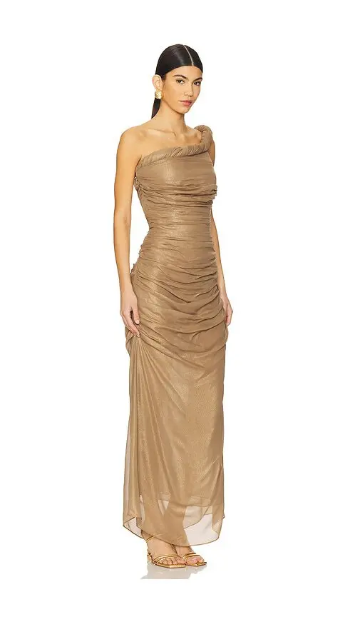 Cult Gaia One Shoulder Metallic Gown In Tierra - 20% Off | Editorialist