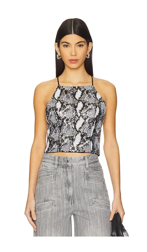 IRO PARIS Assane Top - Black  White & Silver