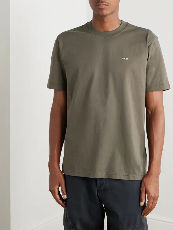 Nn07 Adam 3209 Logo-embroidered Pima Cotton-jersey T-shirt - Green